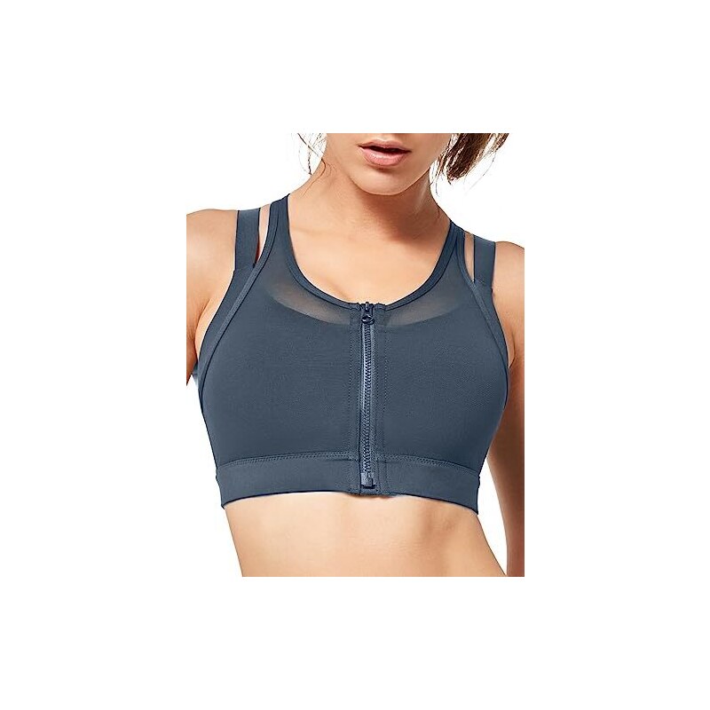 Yvette Donna Reggiseno Sportivo Con Cerniera Frontale Forte Sostegno