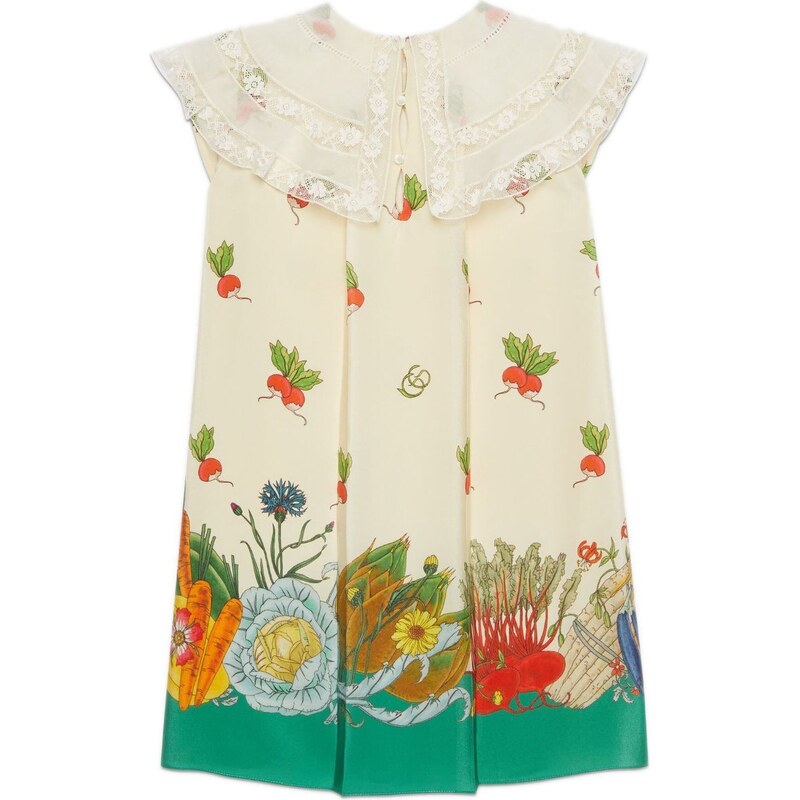 Gucci Kids Abito plissettato con stampa grafica - Toni neutri - Stileo.it