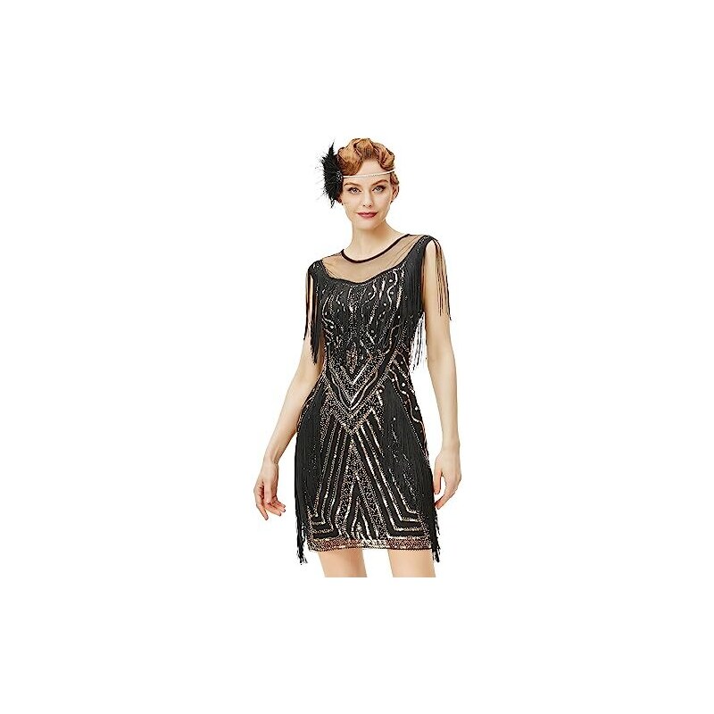 Coucoland - Abito da donna anni '20 con nappine, stile “Il grande Gatsby”, per Cocktail party ...