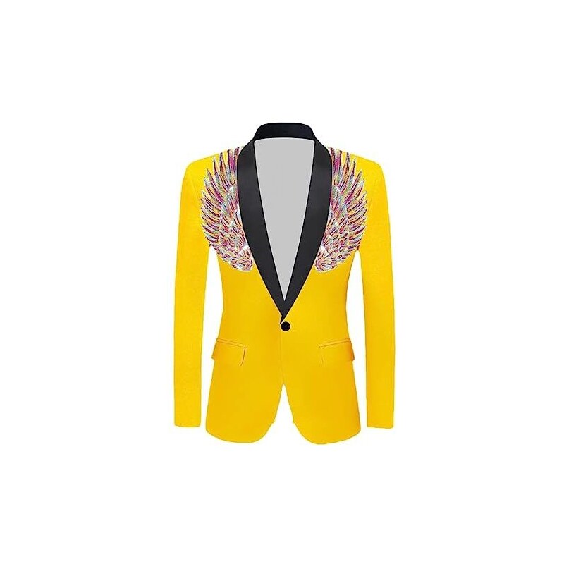 GYXHPTD Giacca da uomo con paillettes rosa con ala: giacca con bottone ...