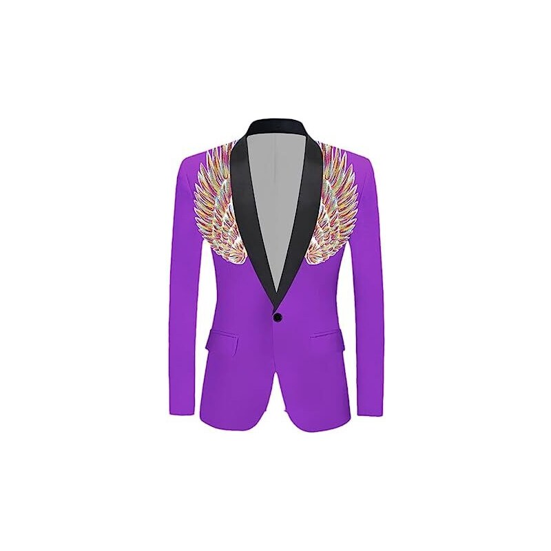 GYXHPTD Giacca da uomo con paillettes rosa con ala: giacca con bottone ...