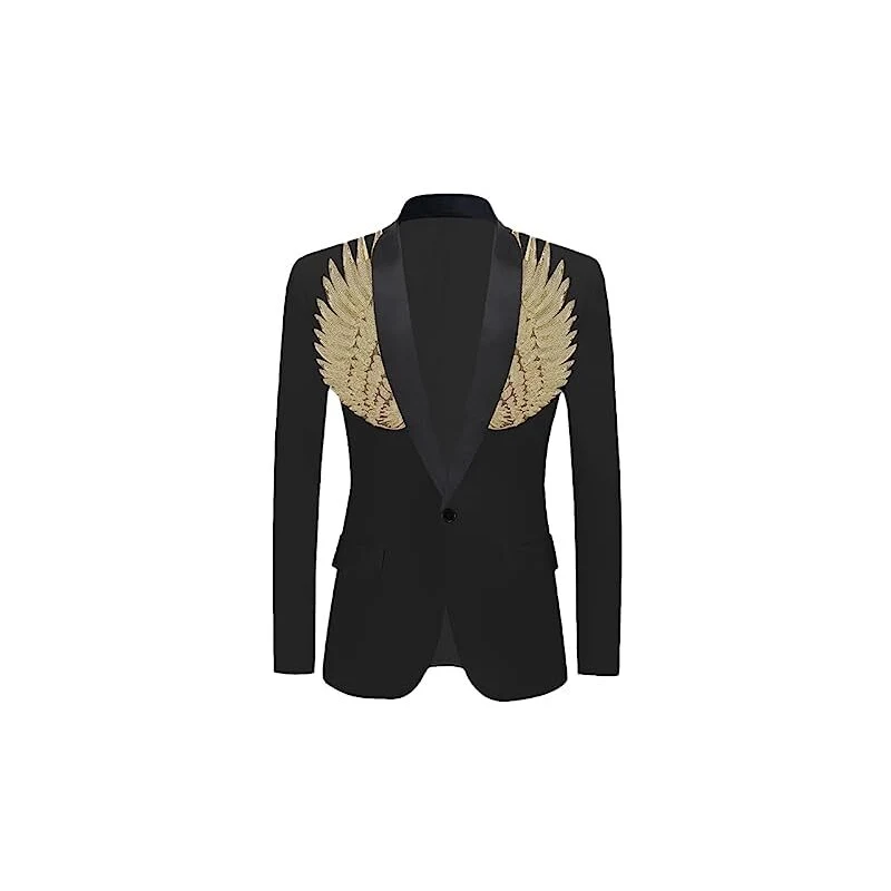 GYXHPTD Giacca da uomo con paillettes rosa con ala: giacca con bottone ...