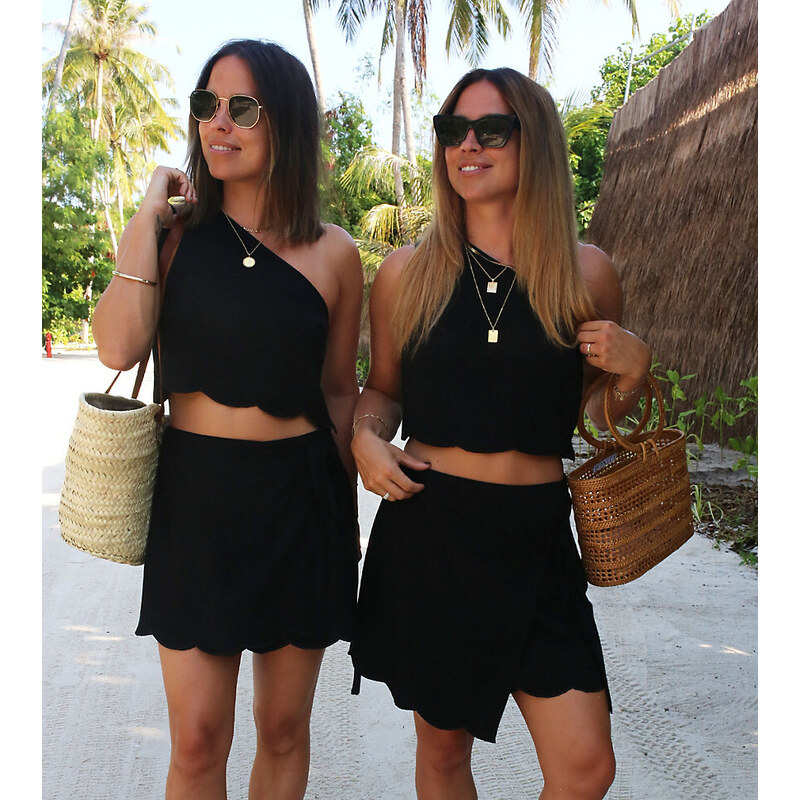 Labelrail x Collyer Twins - Crop top asimmetrico nero in lino con ...