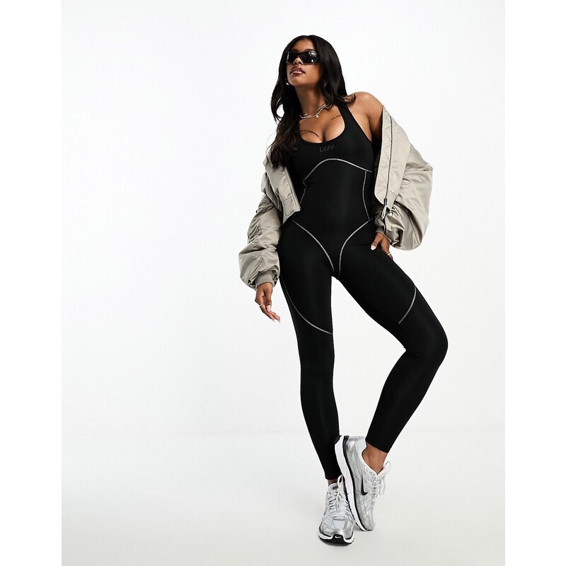 Lapp The Brand - Tuta jumpsuit nera aperta dietro-Nero - Stileo.it