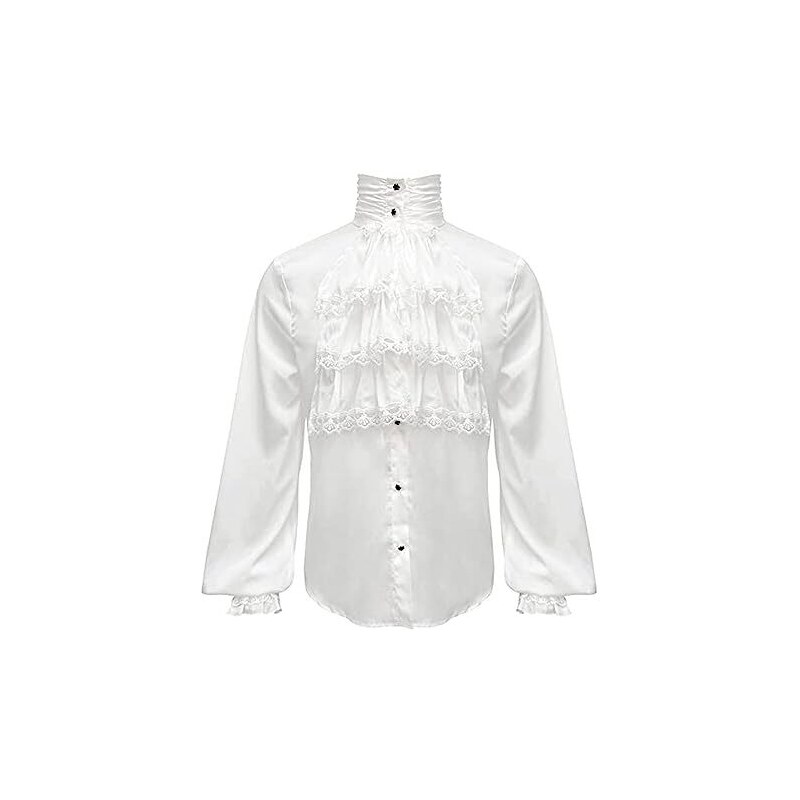 Duohropke Camicia da pirata da uomo con volant coloniale rinascimentale denso balze camicia ...