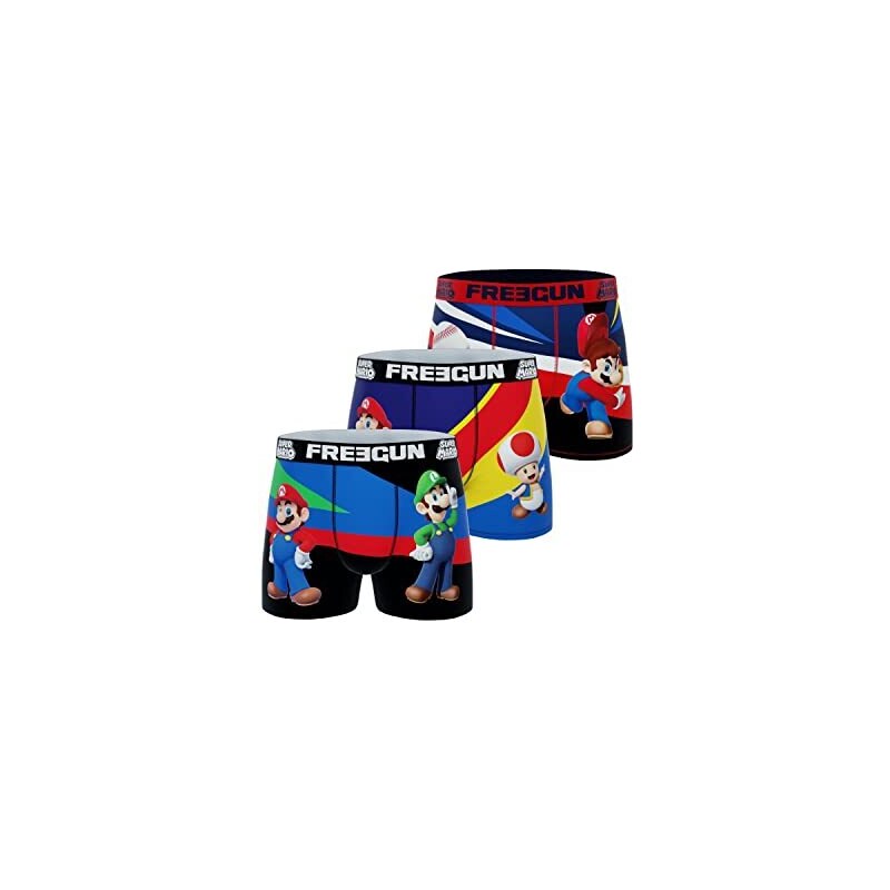 FREEGUN Boxer Uomo Super Mario Bros, Mario, Luigi e Toad (Set di 3 ...