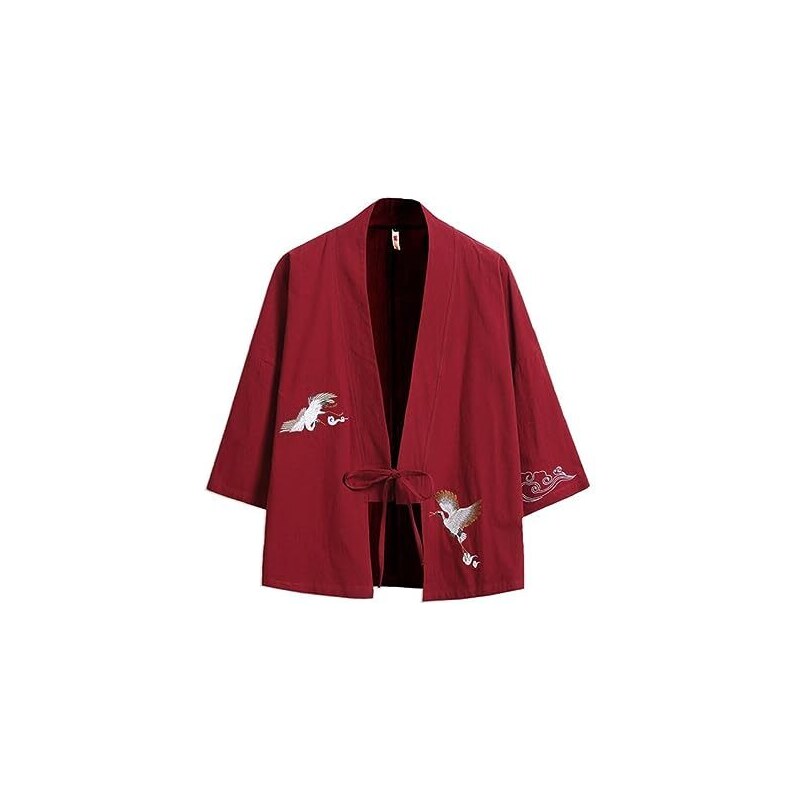 ENENEN Stile Cinese da Uomo Hanbok Ricamato Gru retrò Giapponese ...