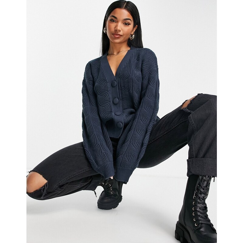 Threadbare - Astrid - Cardigan con impunture blu navy profondo - Stileo.it