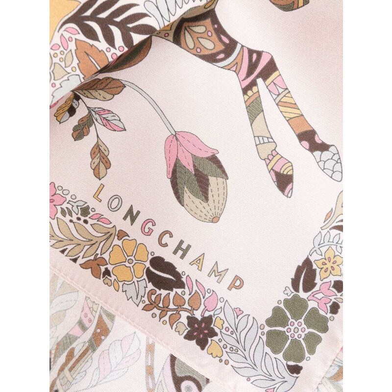 Longchamp floral animal-print silk scarf - Rosa - Stileo.it