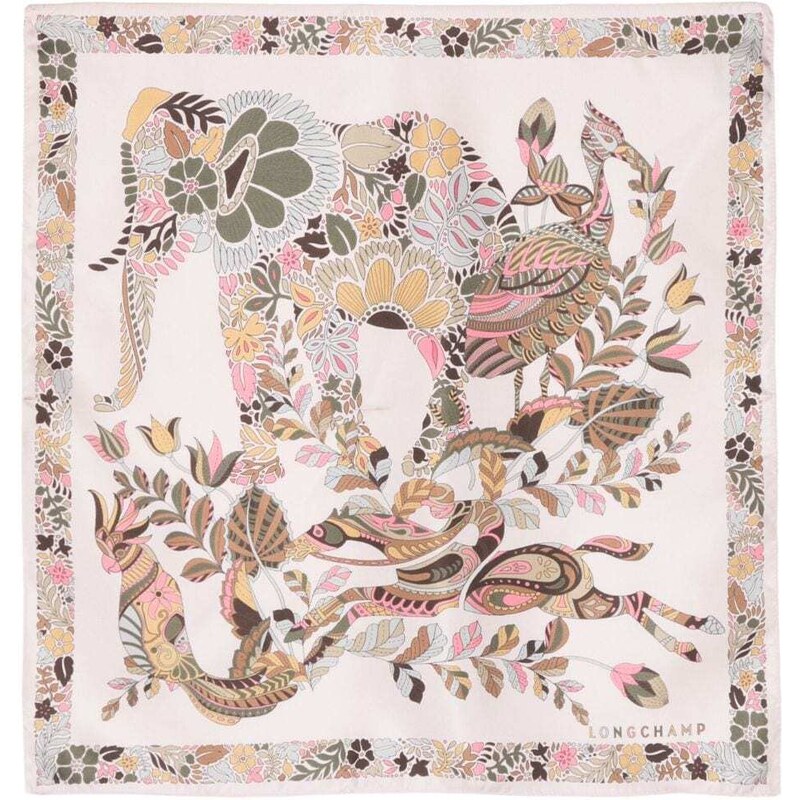 Longchamp floral animal-print silk scarf - Rosa - Stileo.it