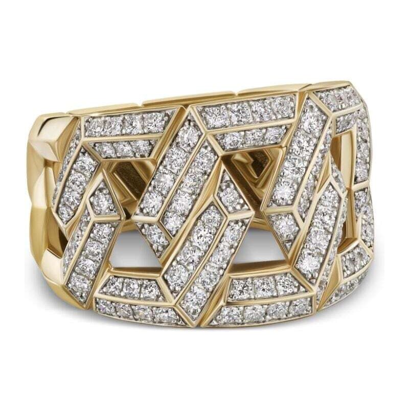 David Yurman Anello Carlyle in oro giallo 18kt con diamanti - Stileo.it