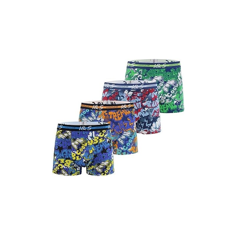Palleon Confezione da 4 boxer da uomo, colorati e divertenti, in stile ...