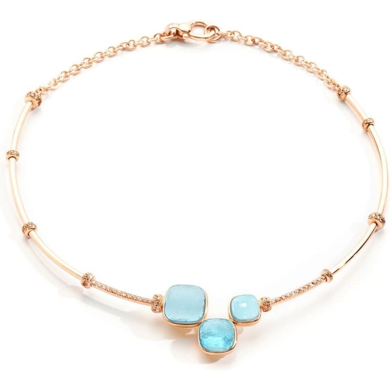 Pomellato Collana Nudo in oro rosa 18kt con diamanti e topazio - Stileo.it