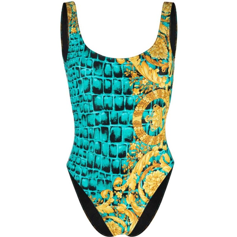 Versace Costume intero con stampa Baroccodile - Verde - Stileo.it