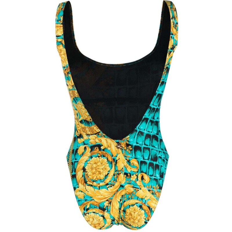 Versace Costume intero con stampa Baroccodile - Verde - Stileo.it