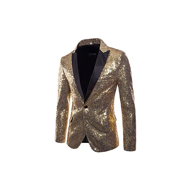 TiaoBug Giacca da Uomo Blazer con Paillettes Monopetto Abito Formale ...