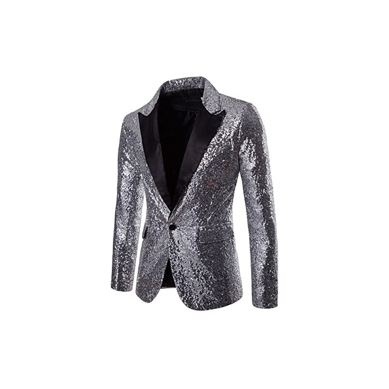 TiaoBug Giacca da Uomo Blazer con Paillettes Monopetto Abito Formale ...