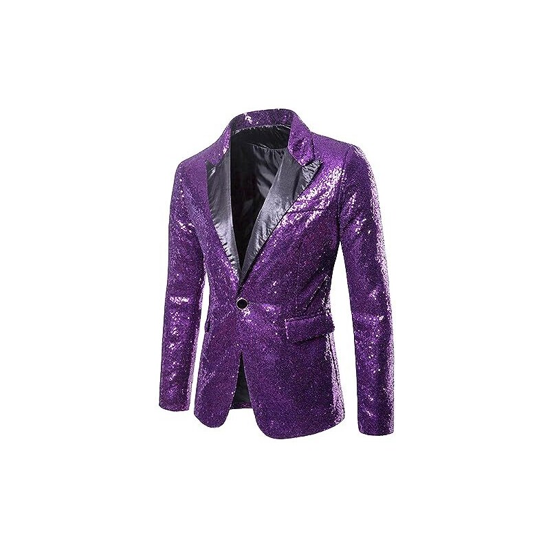 TiaoBug Giacca da Uomo Blazer con Paillettes Monopetto Abito Formale ...