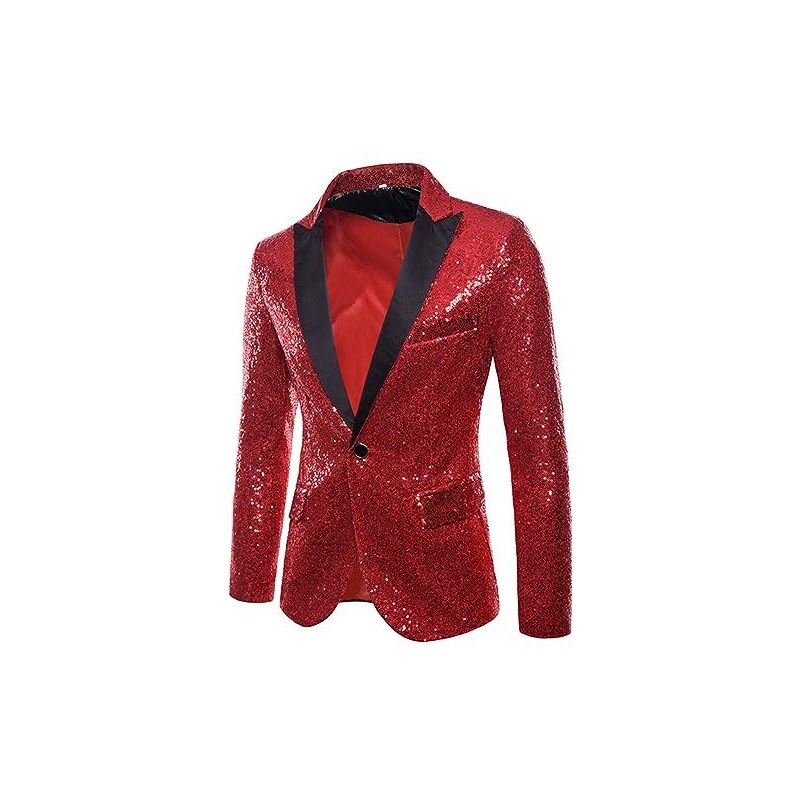 inhzoy Giacca da Uomo con Paillettes Lucide Blazer Capotto Elegante ...