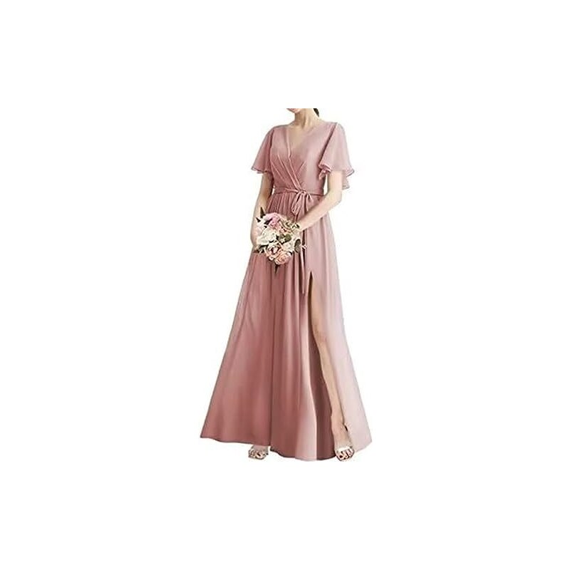SAYNO Abiti da damigella d'onore lunghi in chiffon per abiti da ...