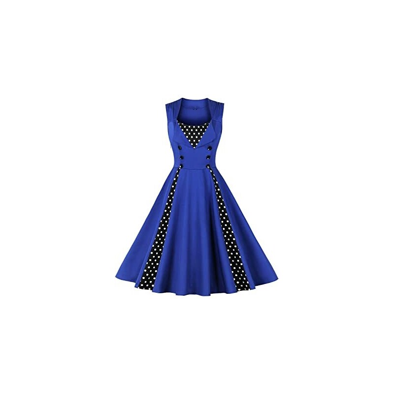 AXOE Donna Abito Casual Vintage Stile Anni '50 Elegante Senza Maniche ...