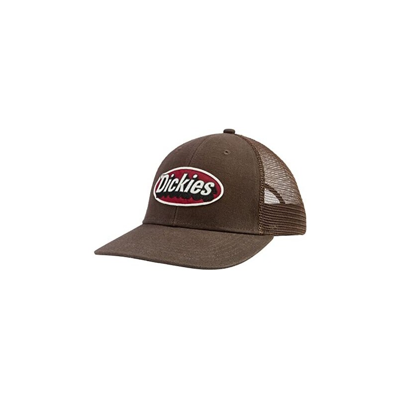 Dickies Men's Patch Logo Trucker Dark Brown (Db) Snapback Hat - Stileo.it
