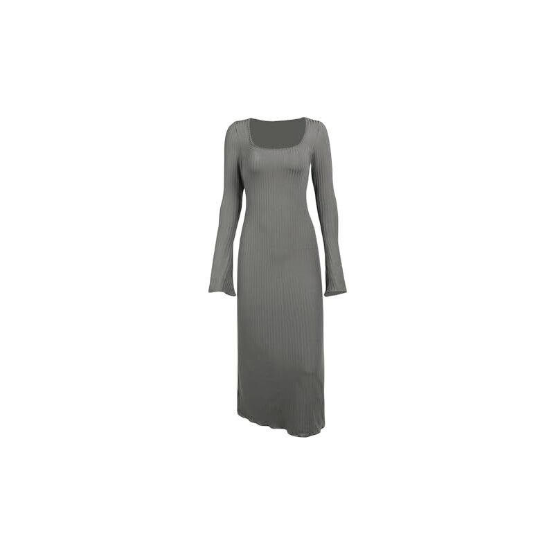 Vioyavo Abito a Maniche Lunghe Vestito Donna Lunga con Scollo A U Abito ...