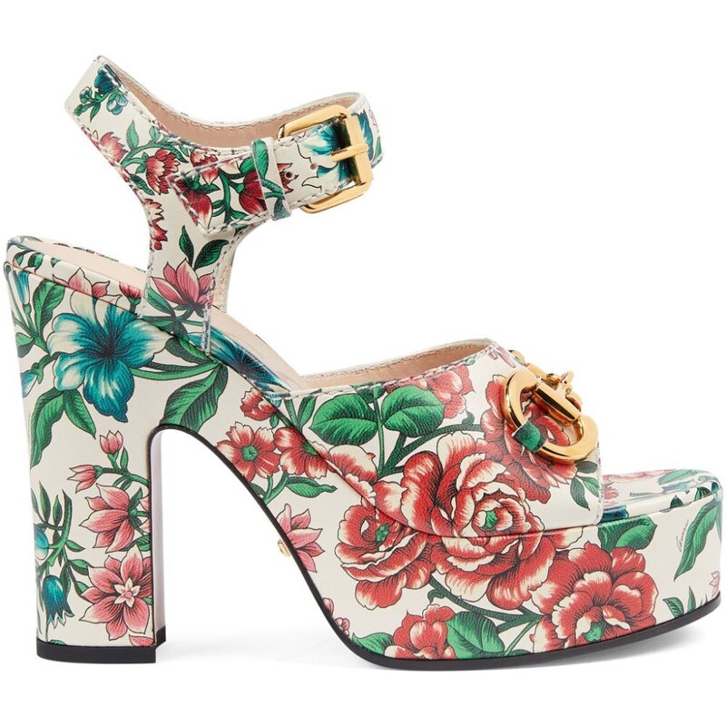 Gucci Sandali a fiori con plateau - Toni neutri - Stileo.it