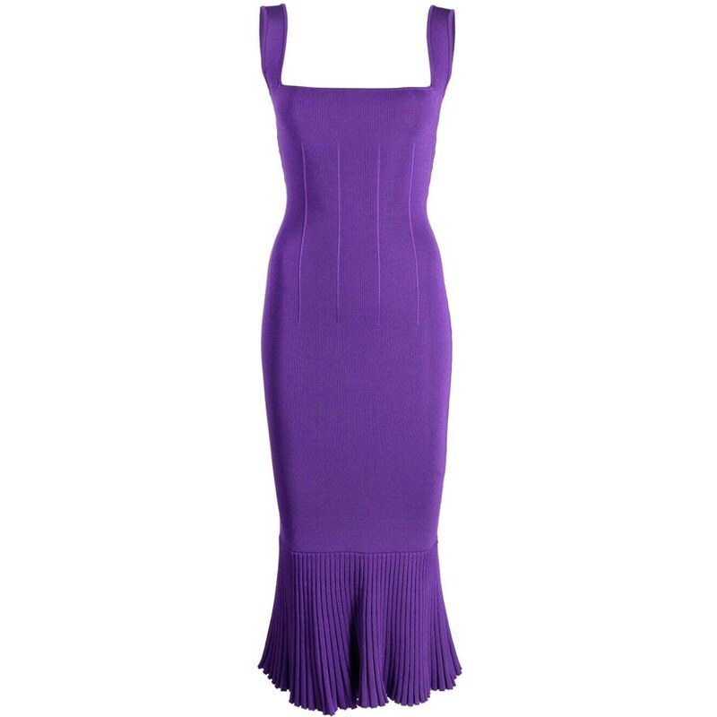 Galvan London Abito Atalanta midi con peplum - Viola - Stileo.it