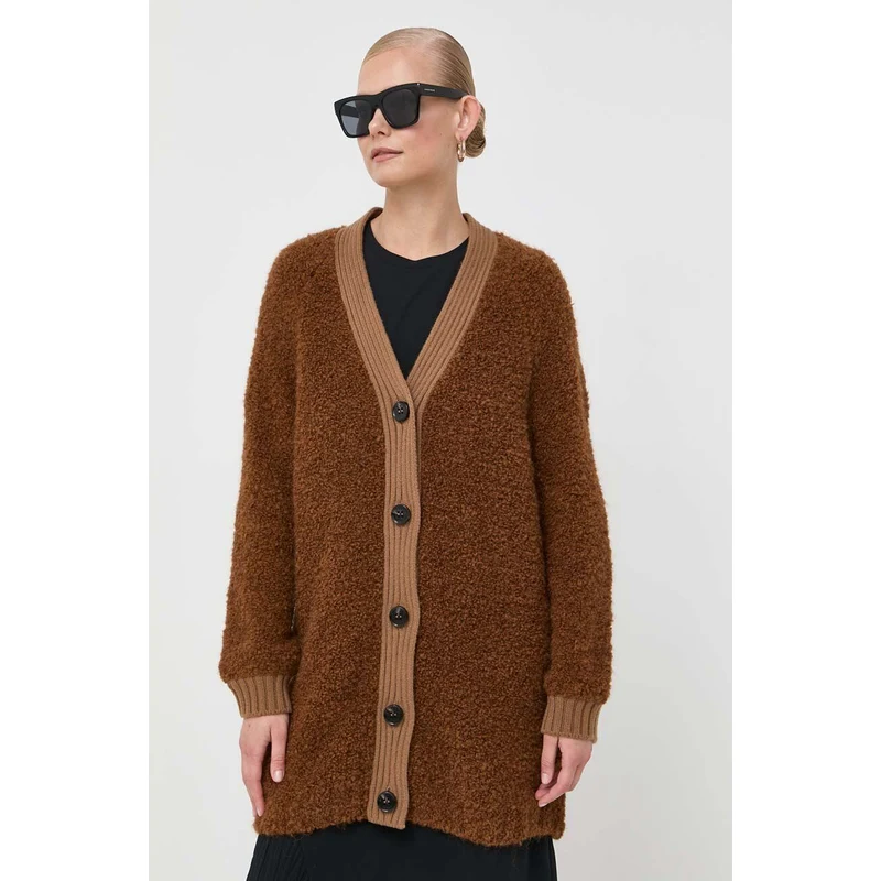 Weekend Max Mara cardigan in lana colore marrone - Stileo.it