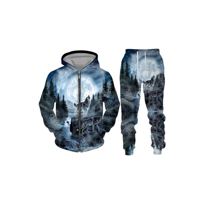 RIAAJ Set di 2 tute da jogging da uomo, con leone, lupo, Wolf3., XXXXL ...