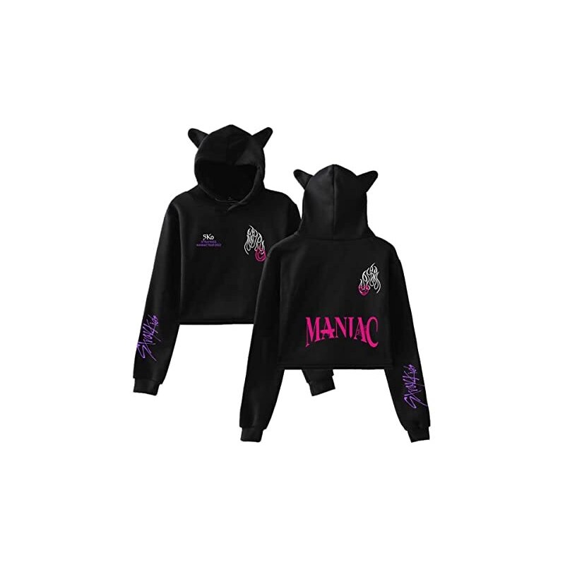 Flyself Donna KPOP Stray Kids Maniac Felpa con Cappuccio Cat Ear Manica ...