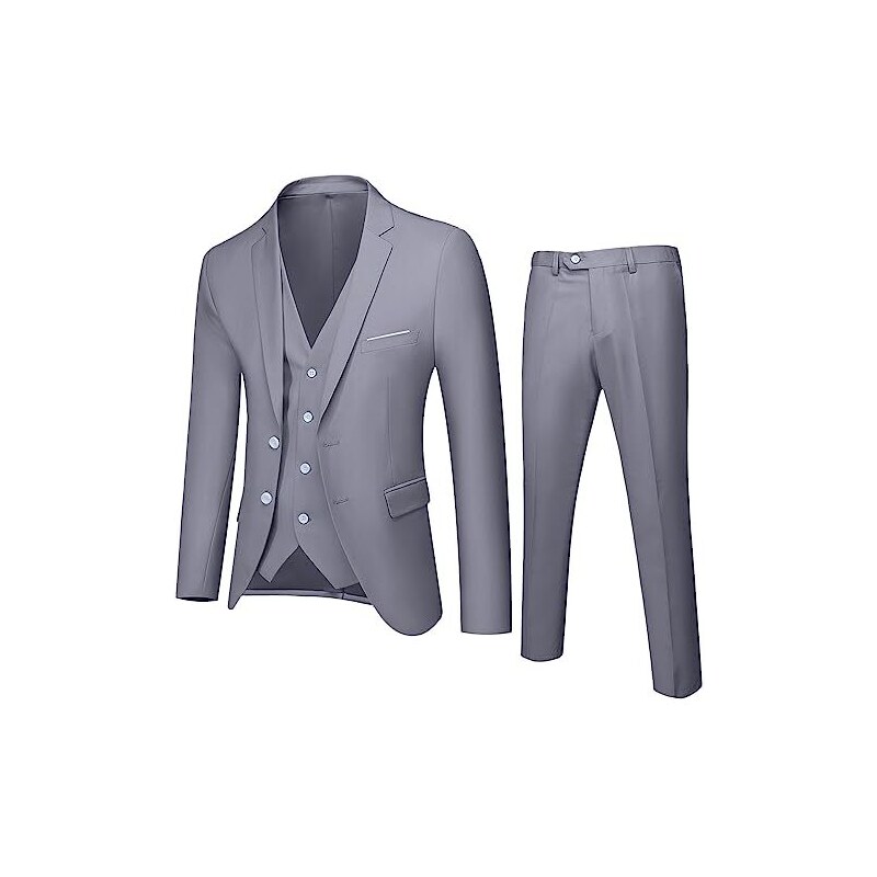 Modaworld Abito da Uomo 3 Pezzi Abiti Eleganti Tinta unita Slim Fit ...