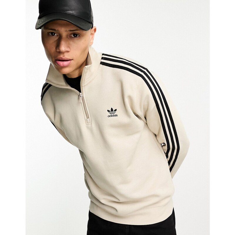 adidas Originals - adicolor Classics - Felpa beige con 3 strisce e zip ...