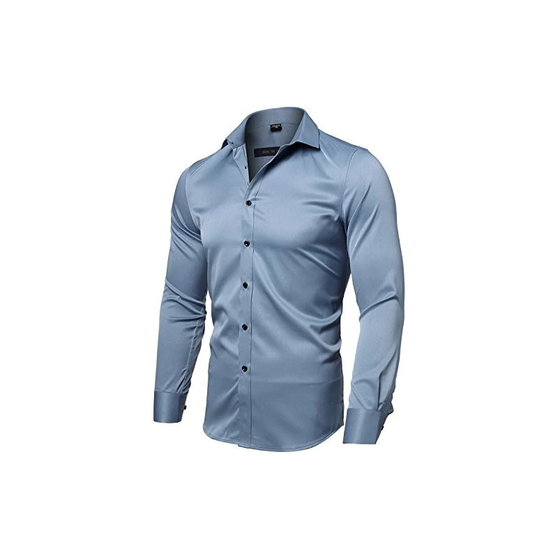 INFLATION Camicia Elastica Uomo, Manica Lunga, Slim Fit, Casual/Formale ...