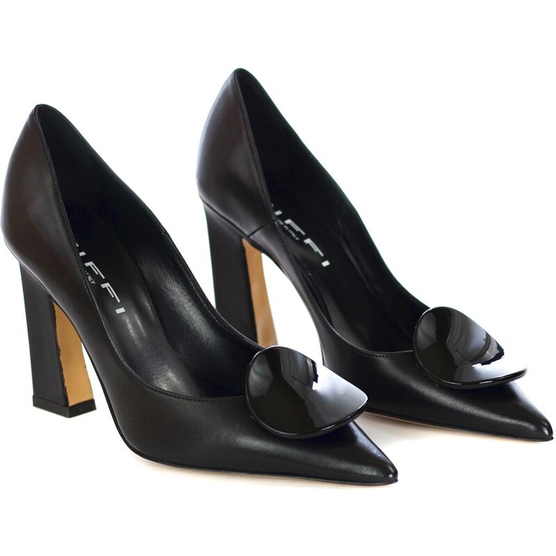 TIFFI - Décolleté in pelle nappata con accessorio - Colore: Nero,Taglia ...