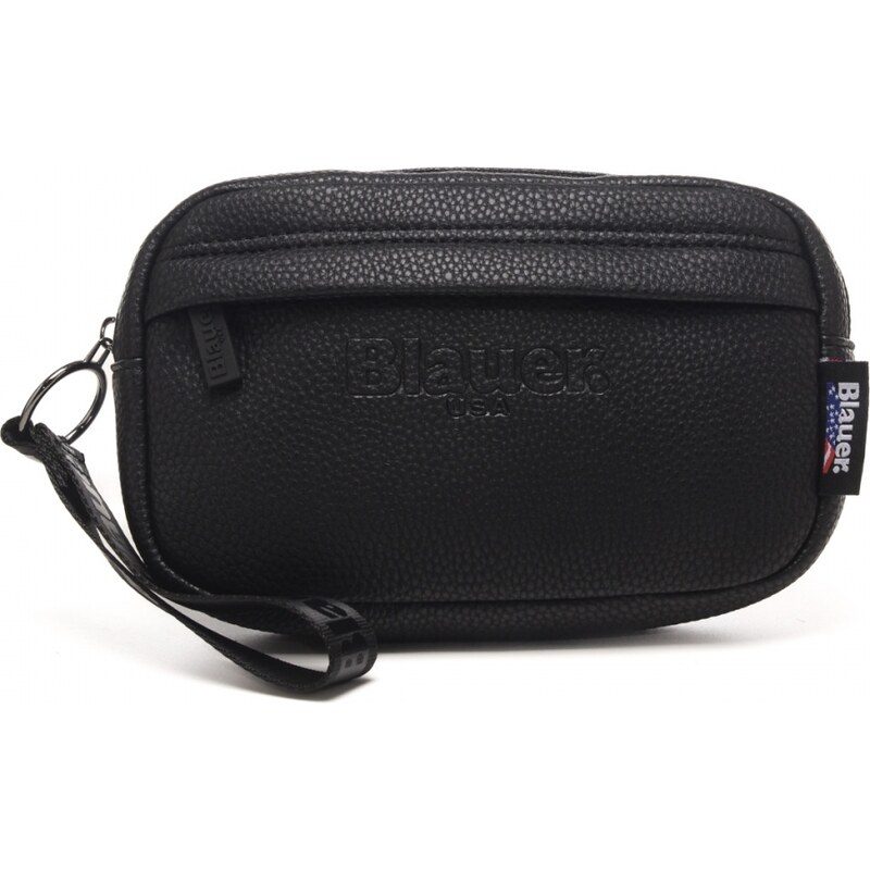 Blauer pochette uomo con tasca centrale e frontale in vera pelle nera ...