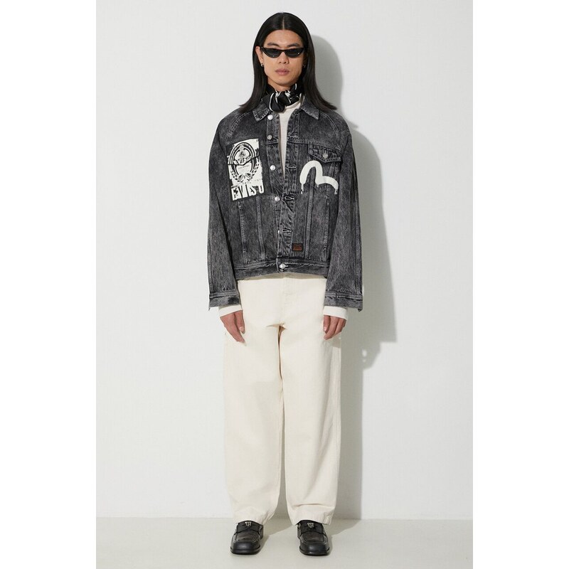 Evisu giacca di jeans Poster and Seagull Print uomo 2EAHTM3DJ8064LFCS ...