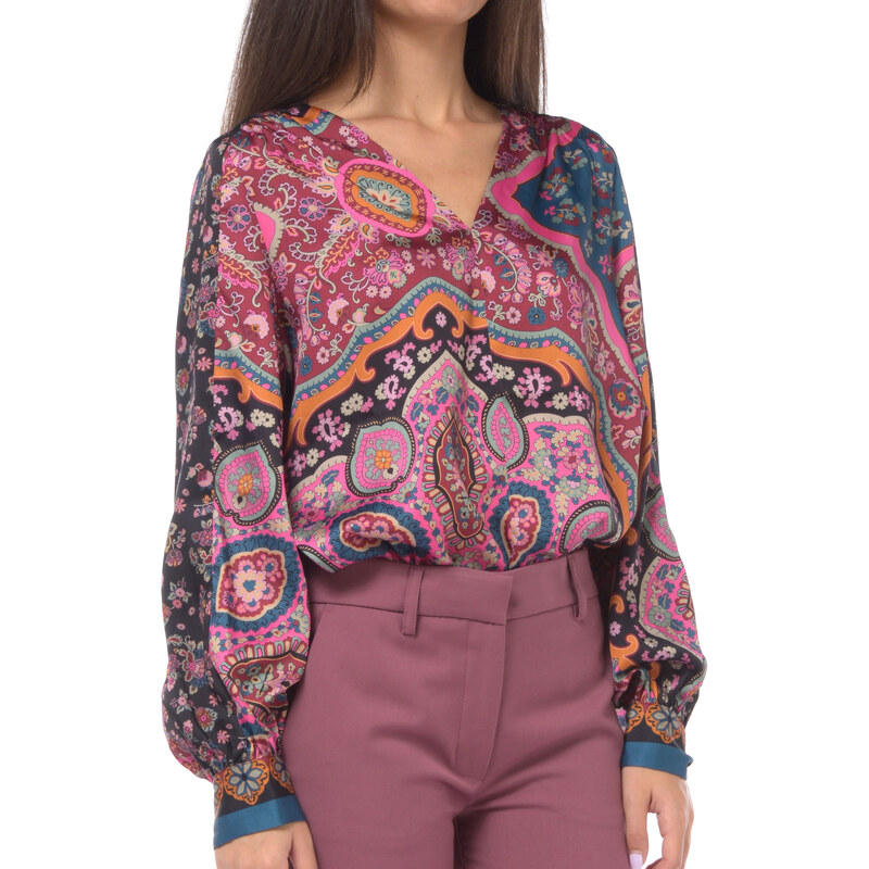 blusa da donna Nenette a fantasia effetto raso - Stileo.it