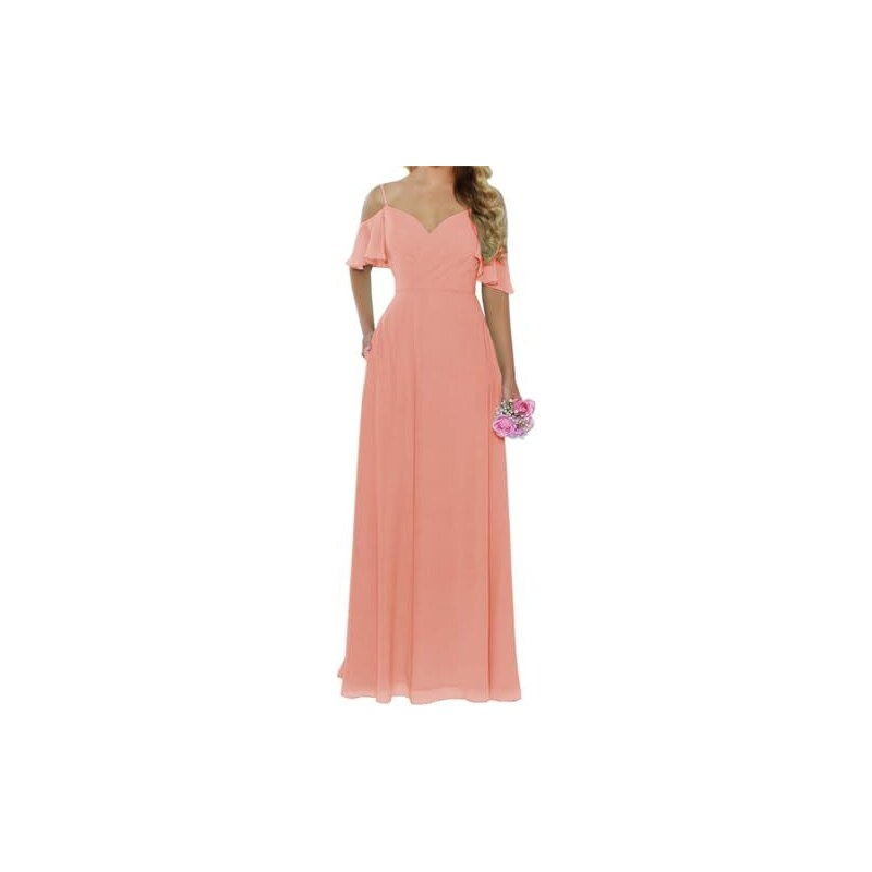 SAMHO Abito da damigella d'onore da donna in chiffon con spalle ...