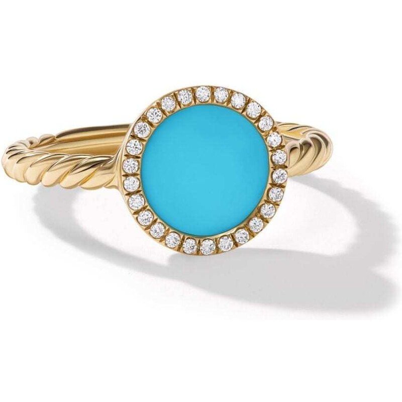 David Yurman Anello Petite DY Elements in oro 18kt con turchese e ...
