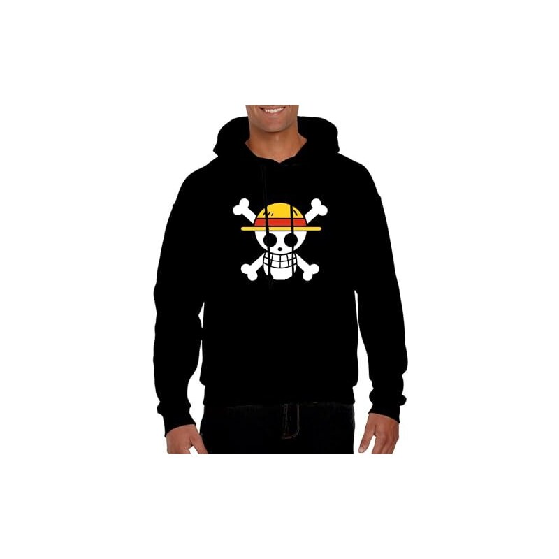 SERIVAL Felpa One Piece Logo Bandiera Jolly Roger Cappello di Paglia ...