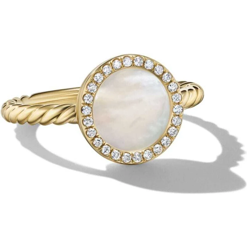 David Yurman Anello Petite Elements in oro giallo 18kt con madreperla e ...