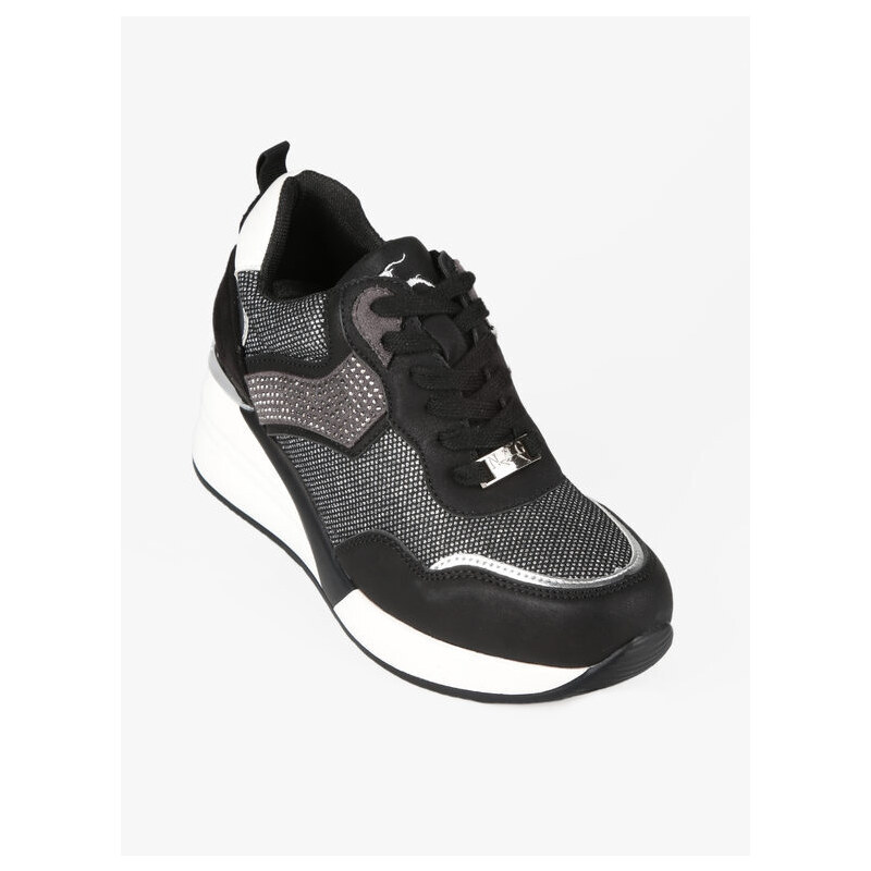 Nazareno Gabrielli Sneakers Donna Con Zeppa e Strass Nero Taglia 39 ...