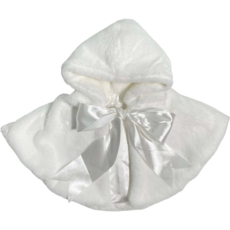 Mantella Elegante Con Cappuccio In Ecopelliccia Con Fiocco In Raso ...