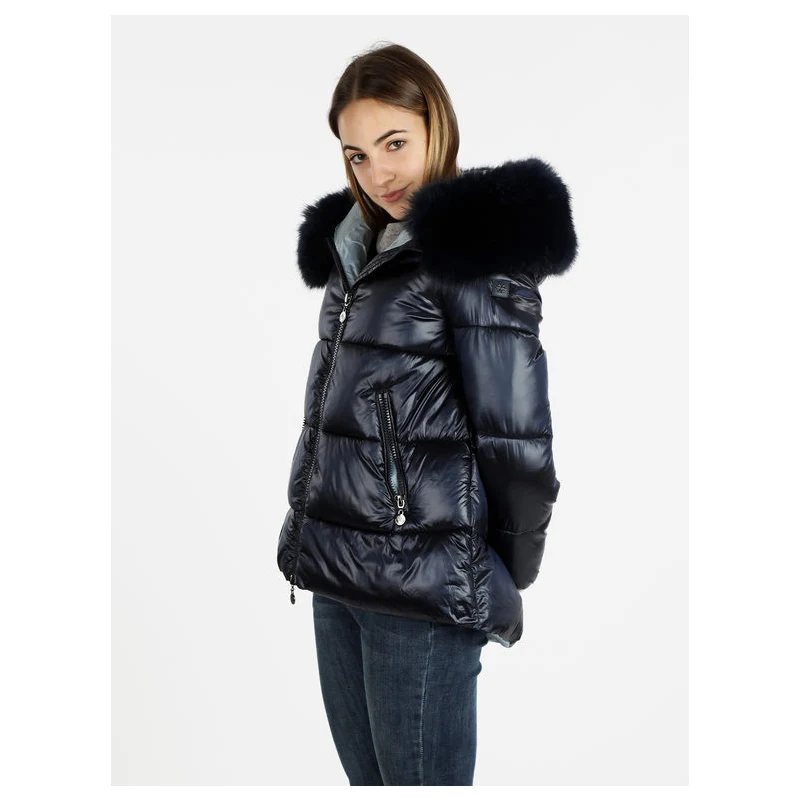 Moda Piu Anna Giubbotto Donna Con Collo In Ecopelo Giacconi e Blu ...