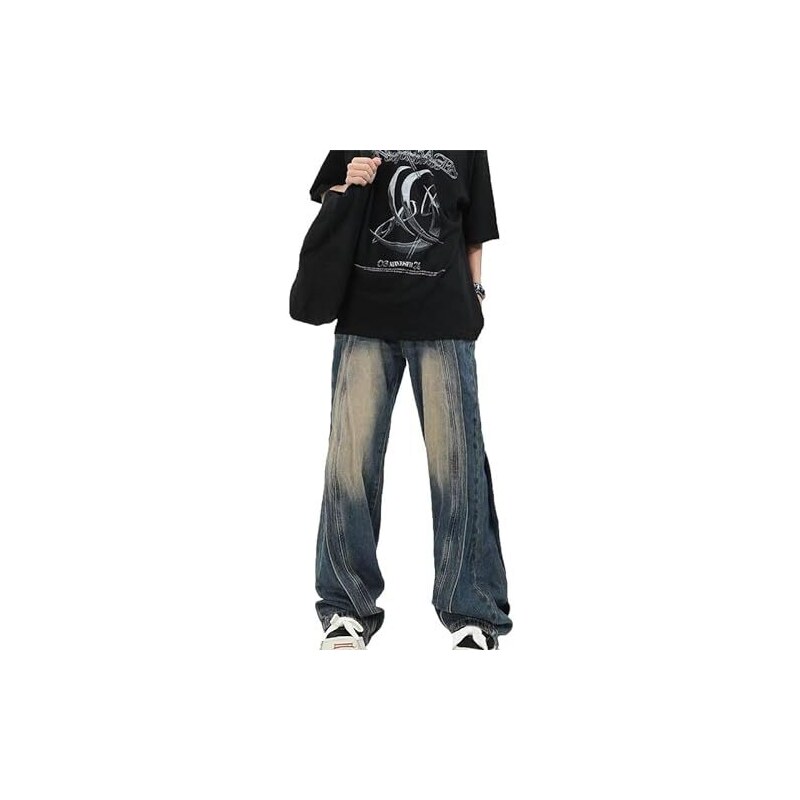 VIVICOLOR Y2K New Jeans Jeans Larghi da Strada Vintage da Uomo ...