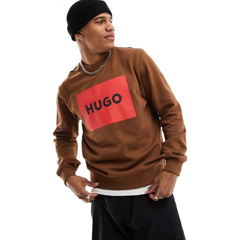 Hugo Red HUGO - Duragol - Felpa color ruggine con riquadro del logo ...