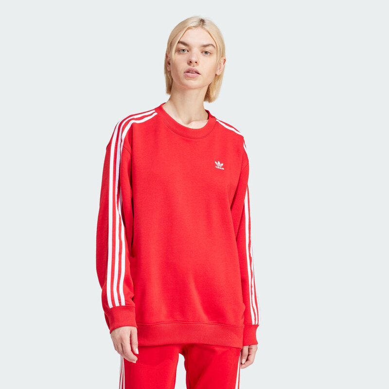 adidas Felpa 3-Stripes Oversized Crew - Stileo.it