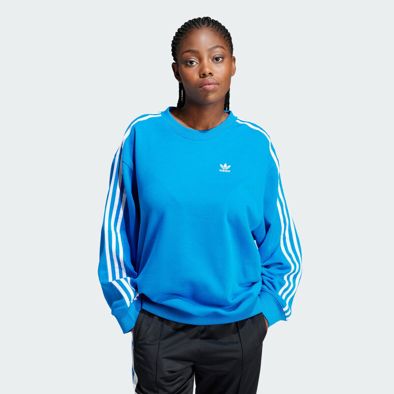 adidas Felpa 3-Stripes Oversized Crew - Stileo.it